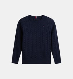 Pull signature torsadé en coton Ivoire - Tommy Hilfiger | Galeries ...